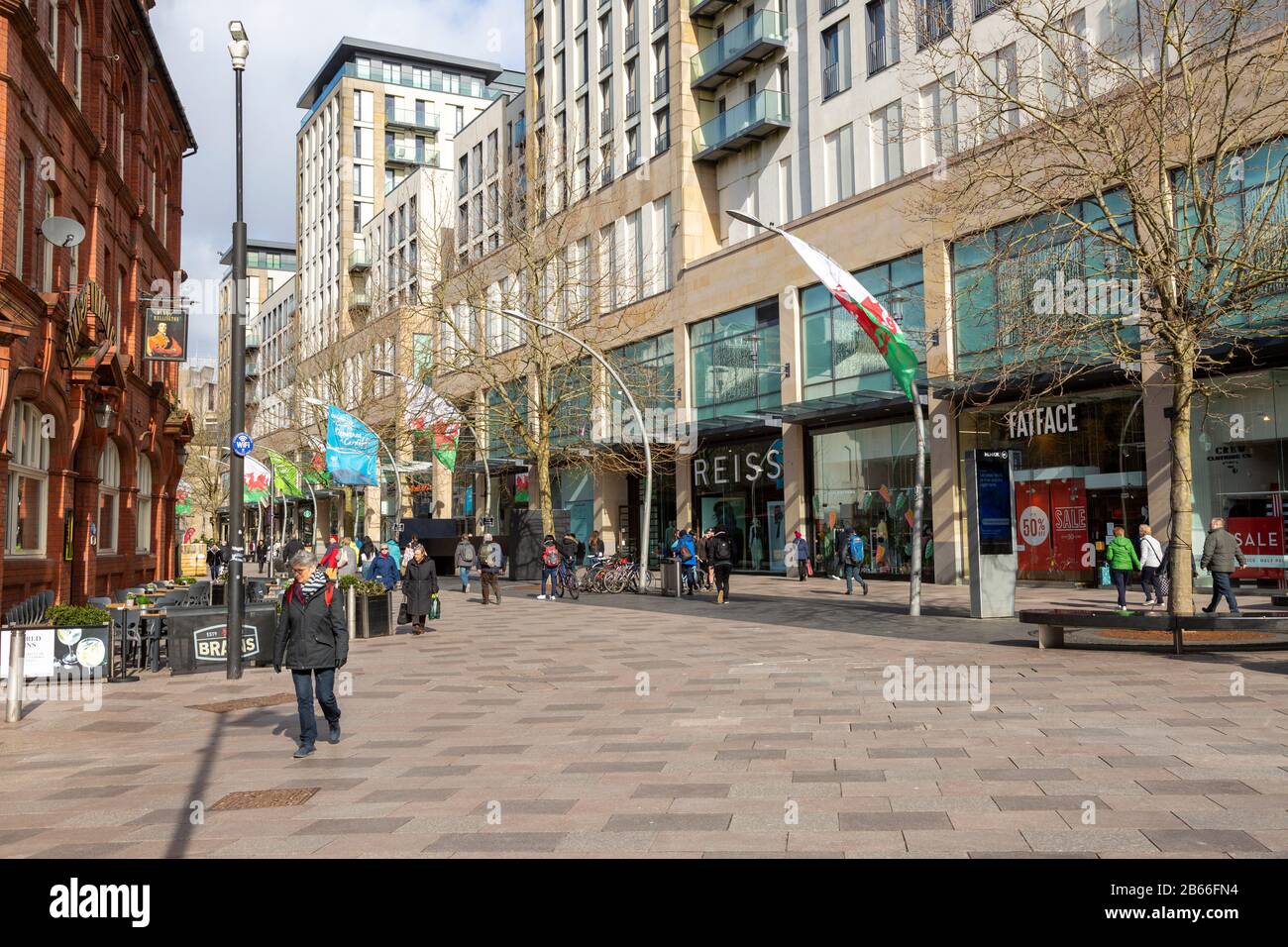 The Hayes pedestrianised shopping street in city centre of Cardiff ...