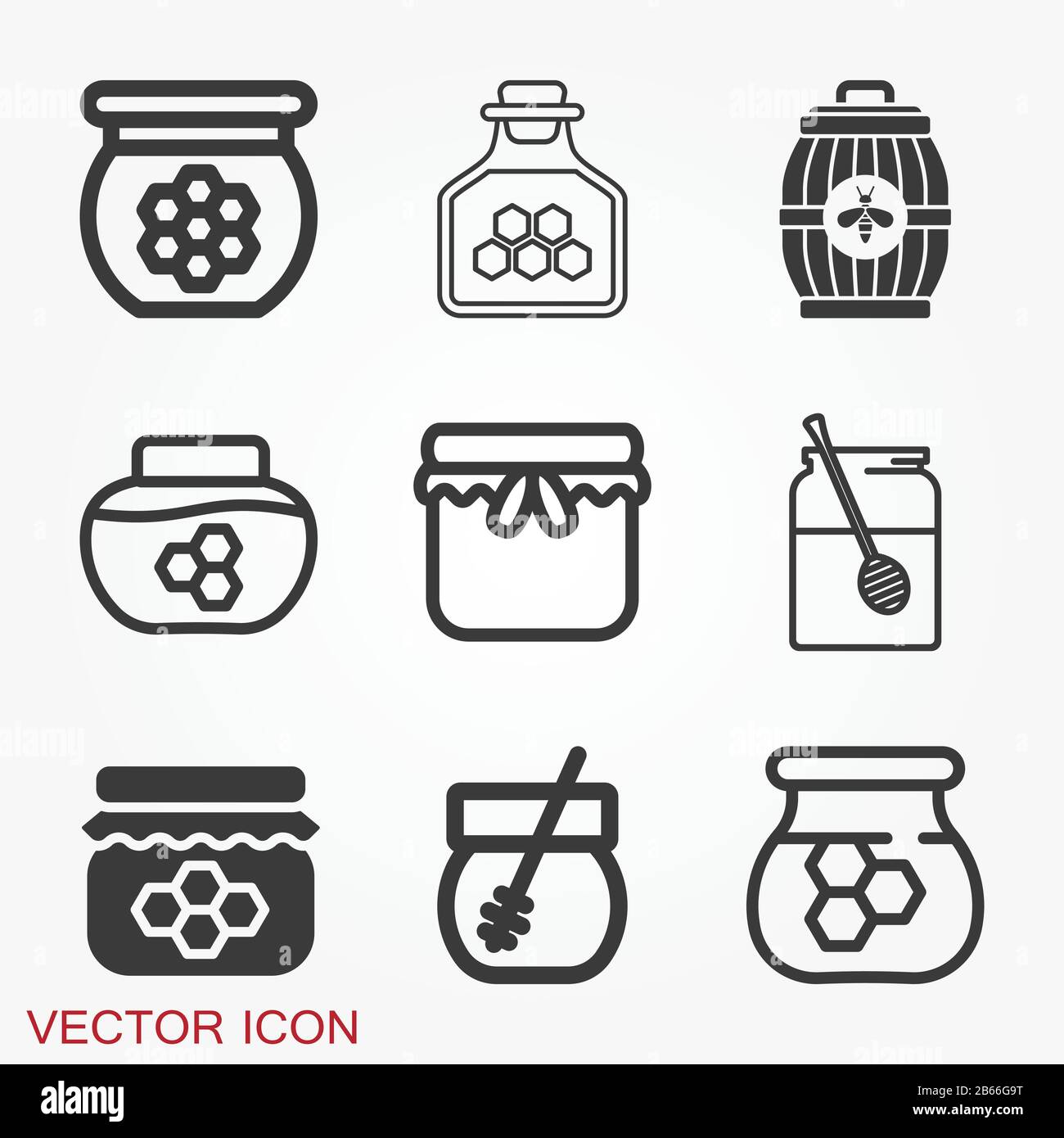 Jar vector icon with cap isolated on background. Honey symbol Stock ...