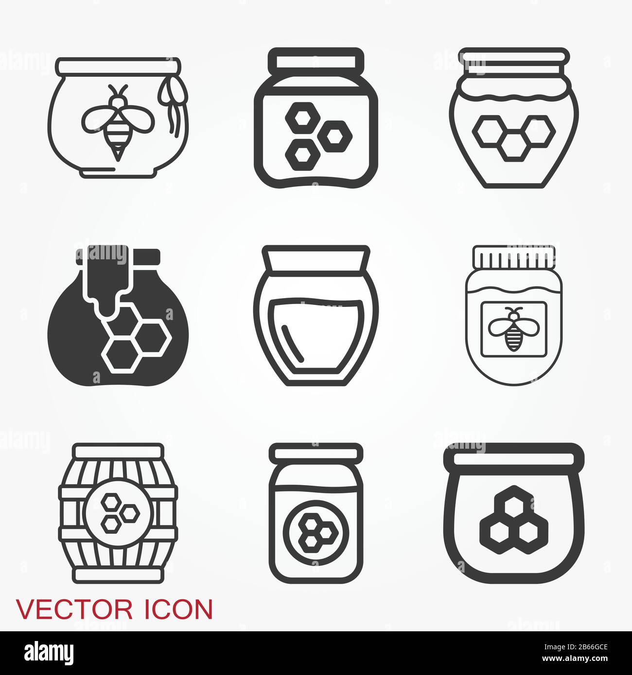 Jar vector icon with cap isolated on background. Honey symbol Stock ...