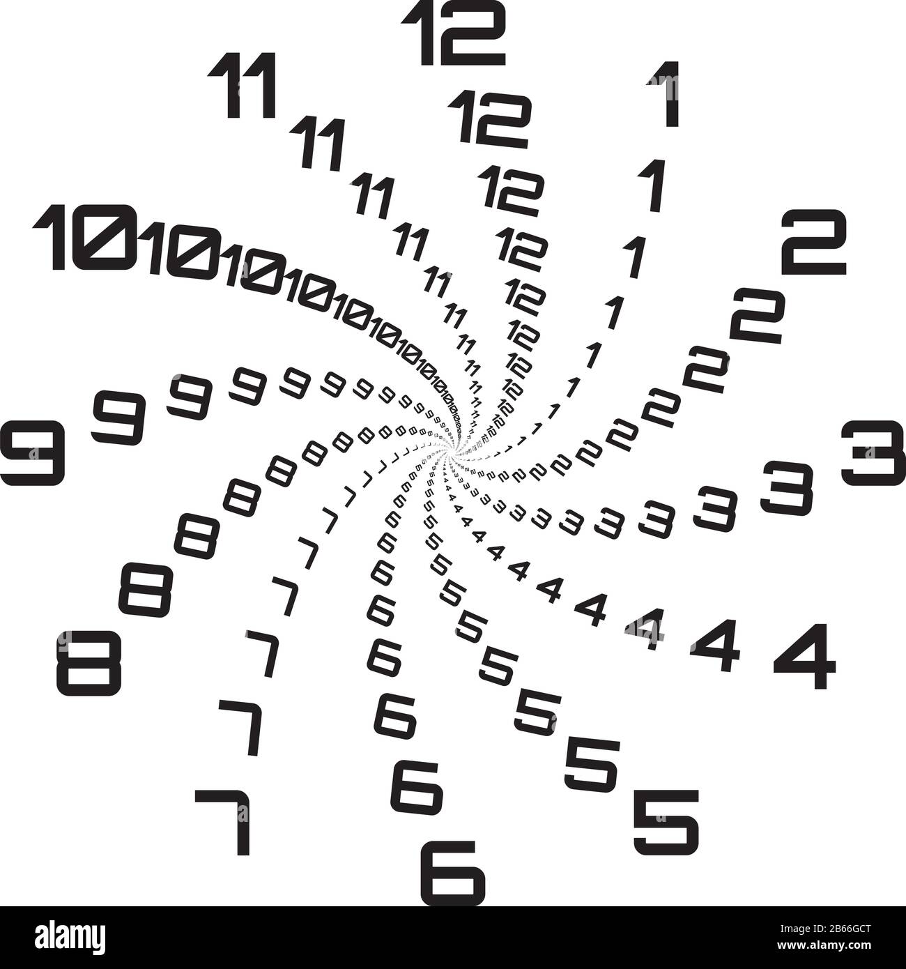 clock dial black big numbers swirl hourly black on transparent ...