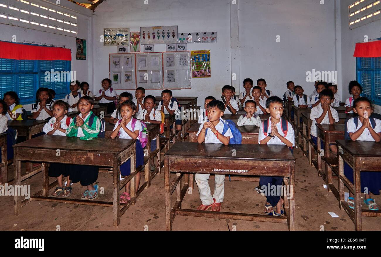 Cambodia, Siam Reap.primary school in the village of Koh Chen Stock ...