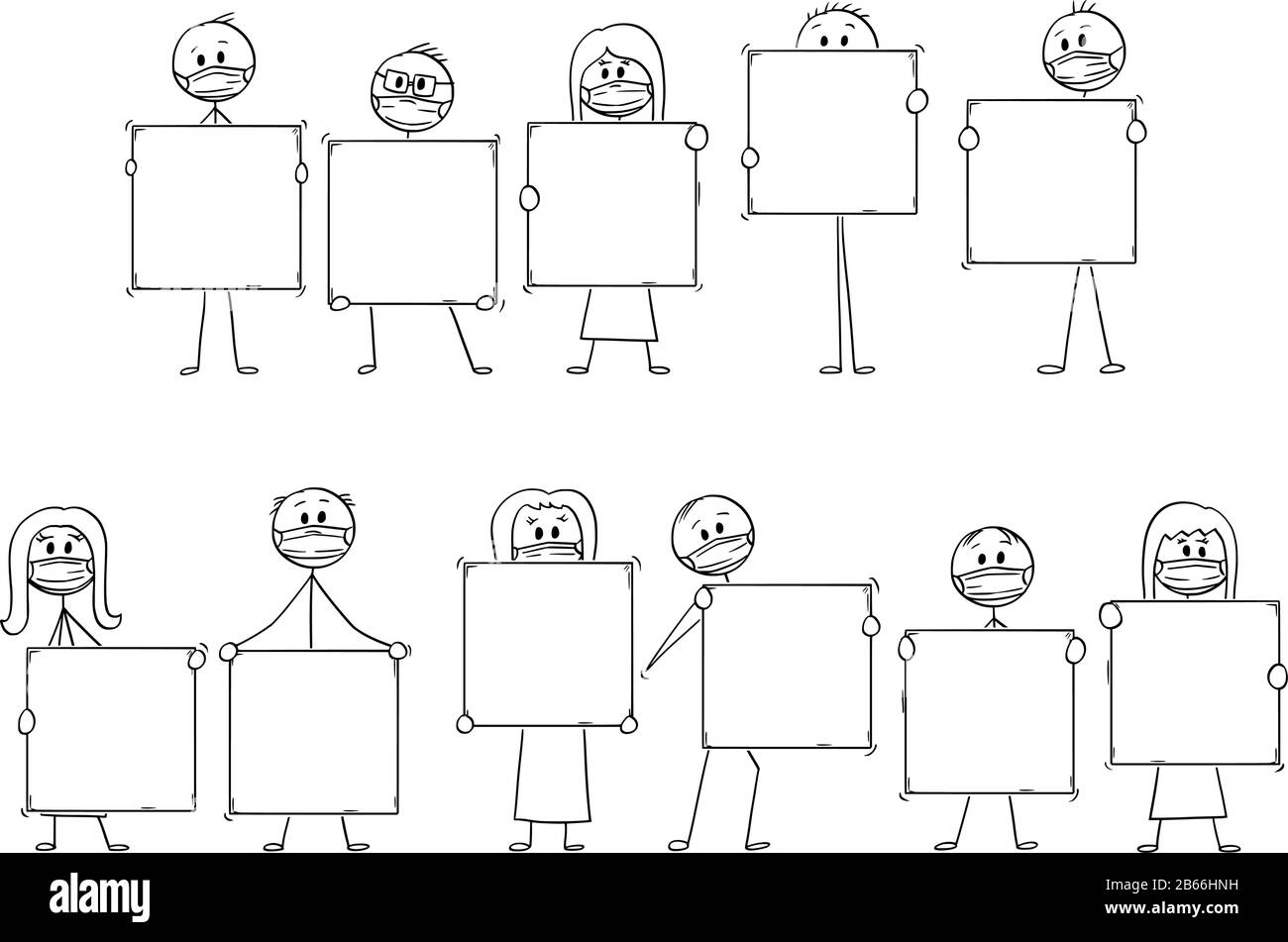 Vector cartoon stick figure drawing conceptual illustration of set or ...