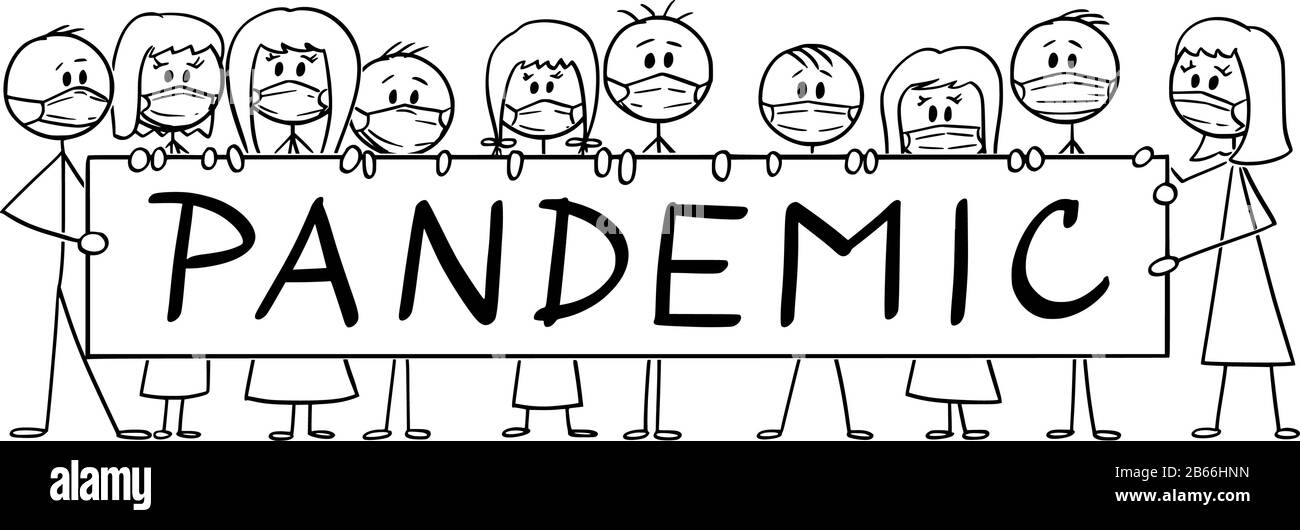 Vector cartoon stick figure drawing conceptual illustration of group of ...