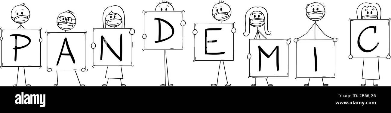 Vector cartoon stick figure drawing conceptual illustration of group of ...