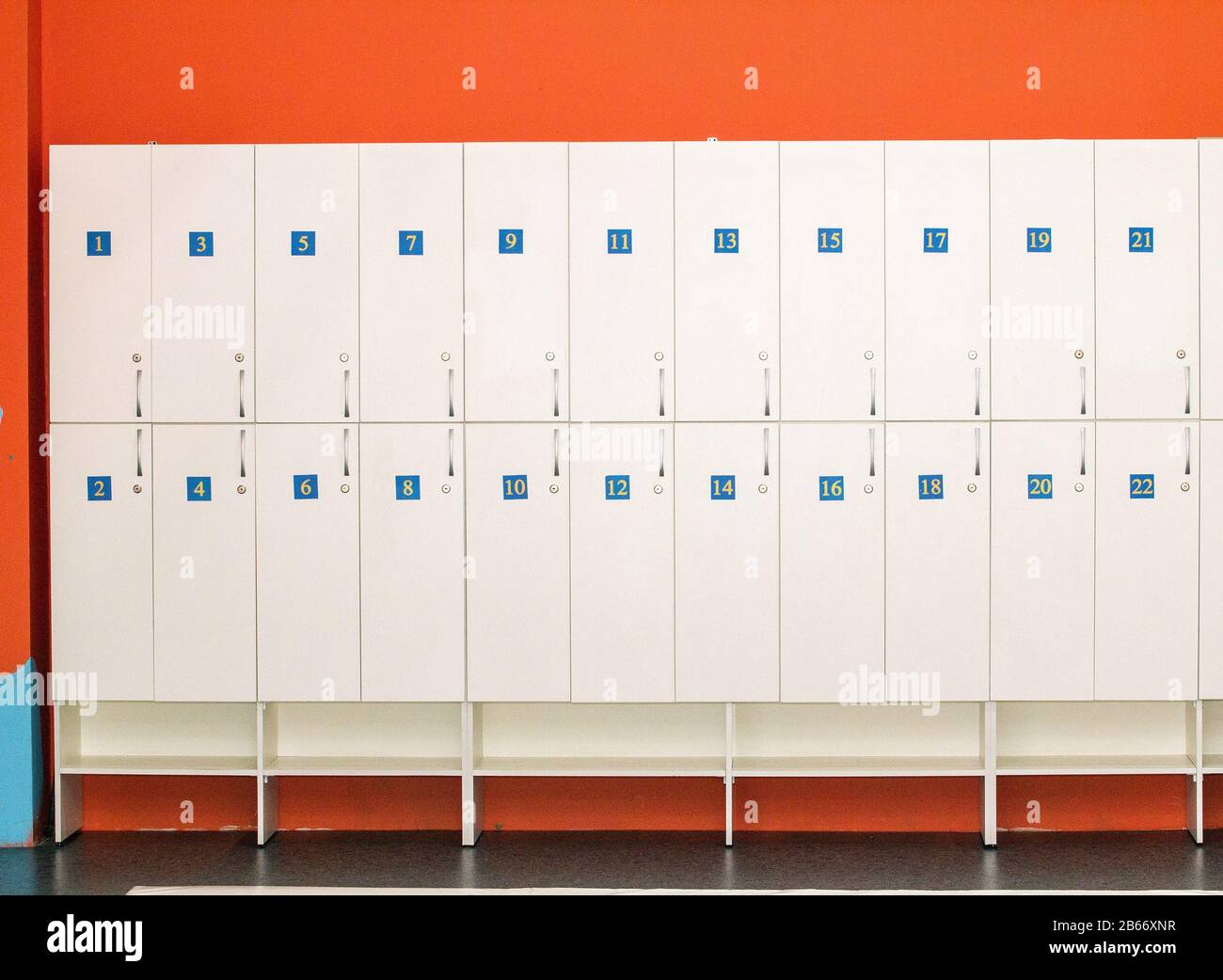 dressing room in the children's sports complex with multi-colored ...