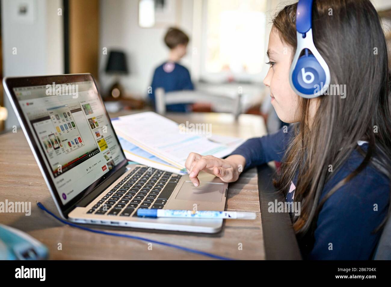 Children study at home while school closes for Coronavirus pictured ...