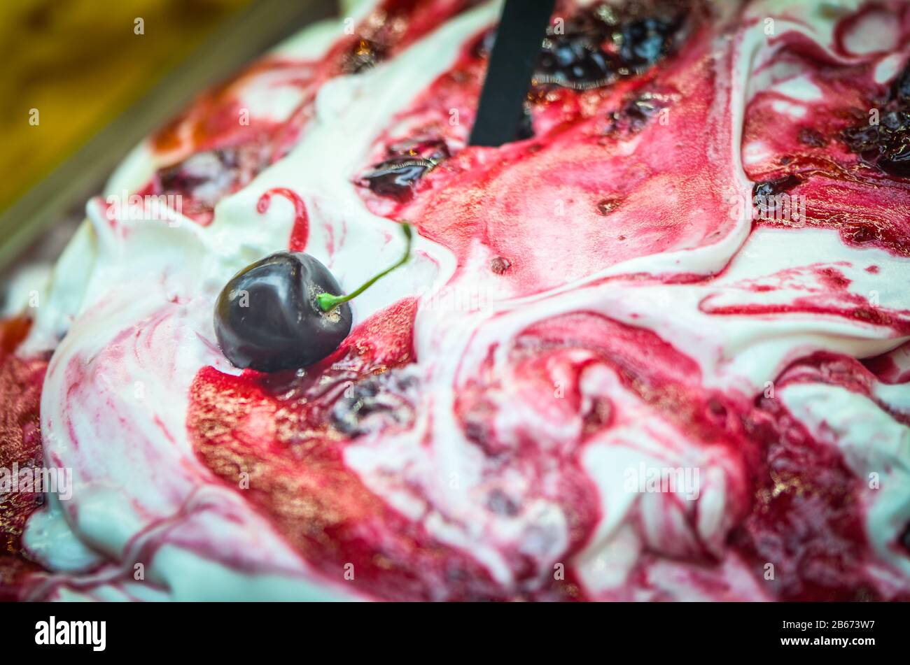 delicious italian ice cream with fresh fruits & topping Stock Photo - Alamy