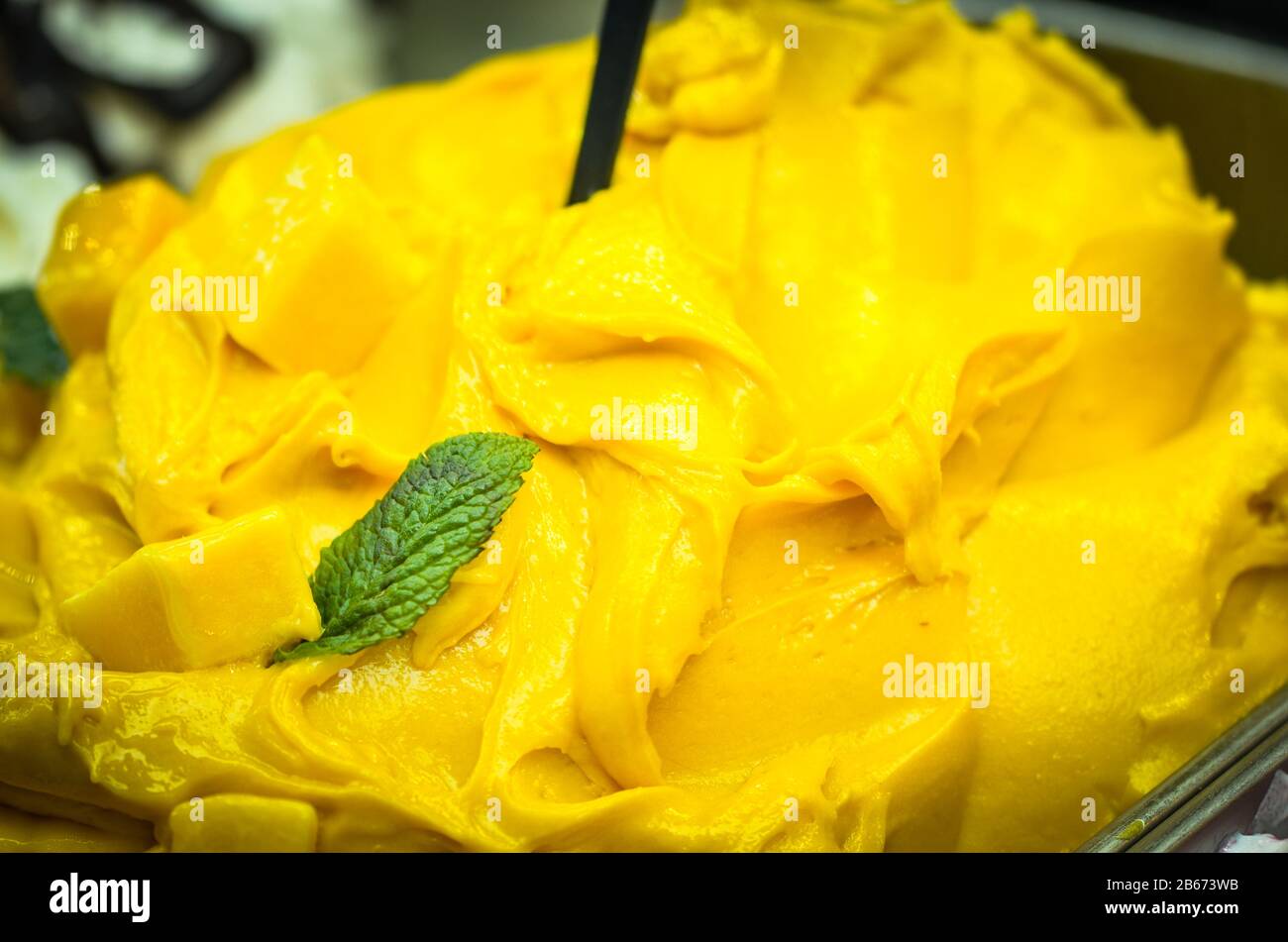 delicious italian ice cream with fresh fruits & topping Stock Photo - Alamy