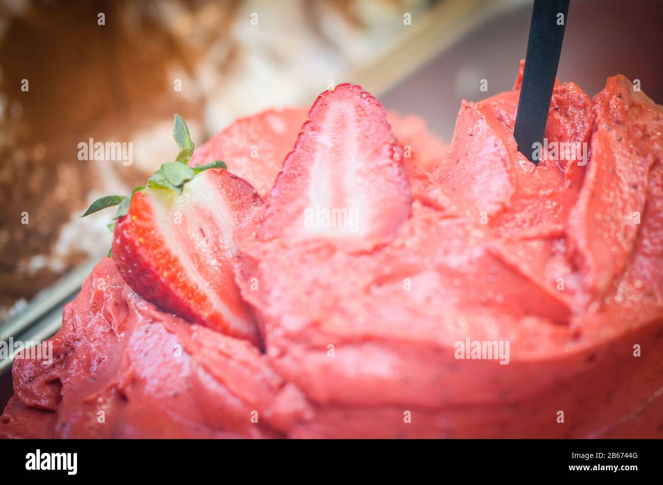 delicious italian ice cream with fresh fruits & topping Stock Photo - Alamy