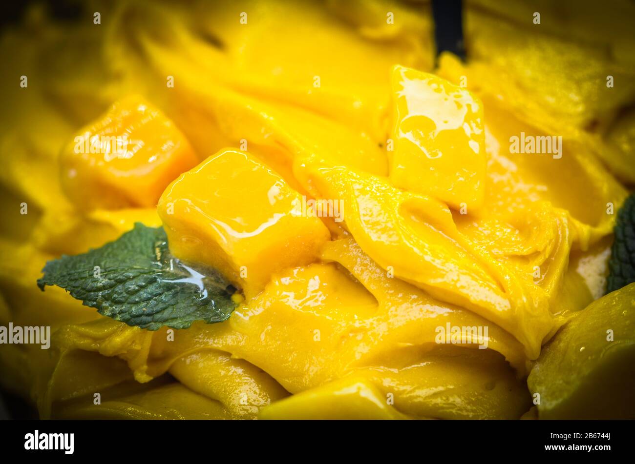 delicious italian ice cream with fresh fruits & topping Stock Photo - Alamy
