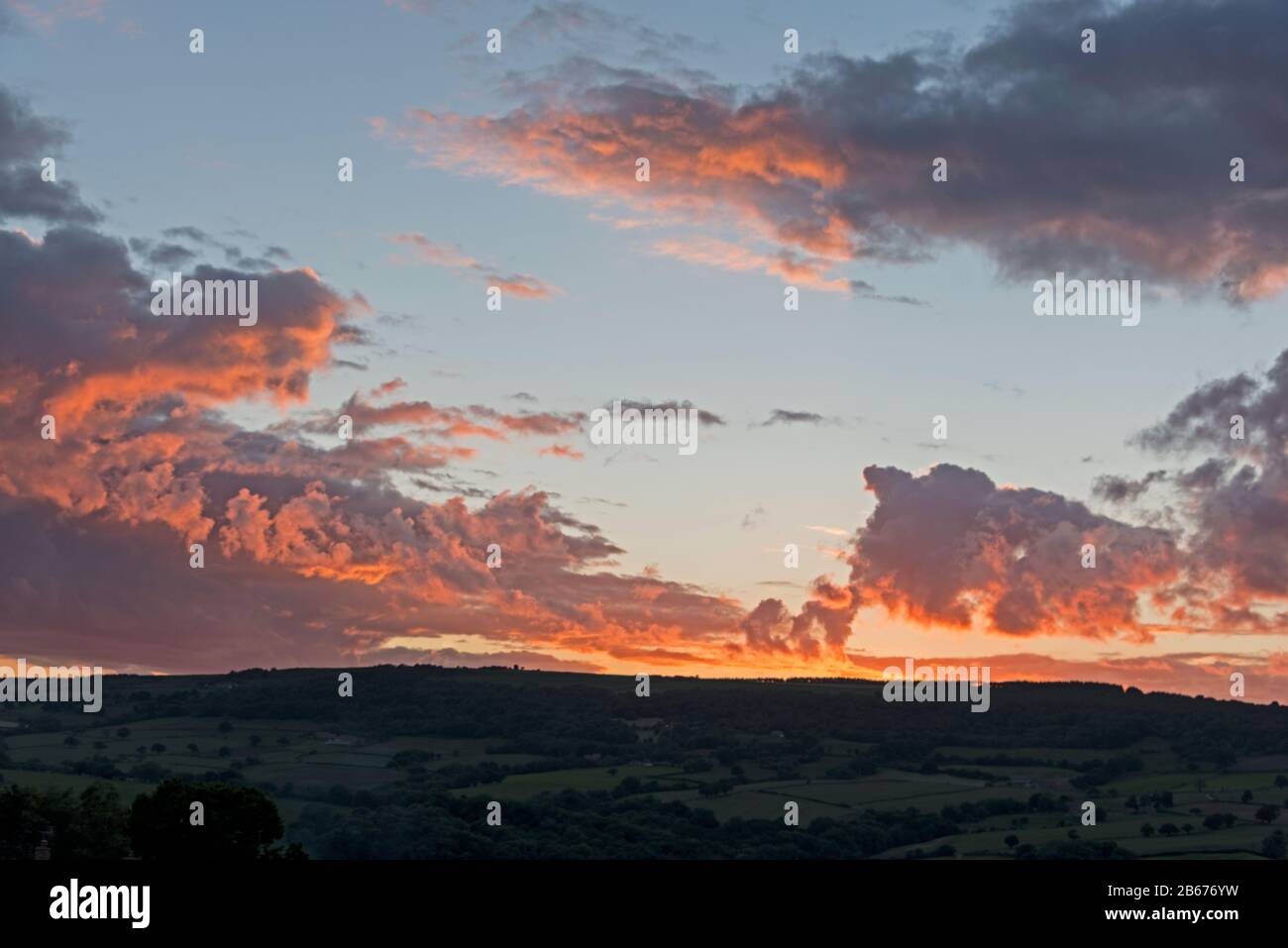 A blaze of red as the late afternoon sunsets over the Yorkshire Moors ...