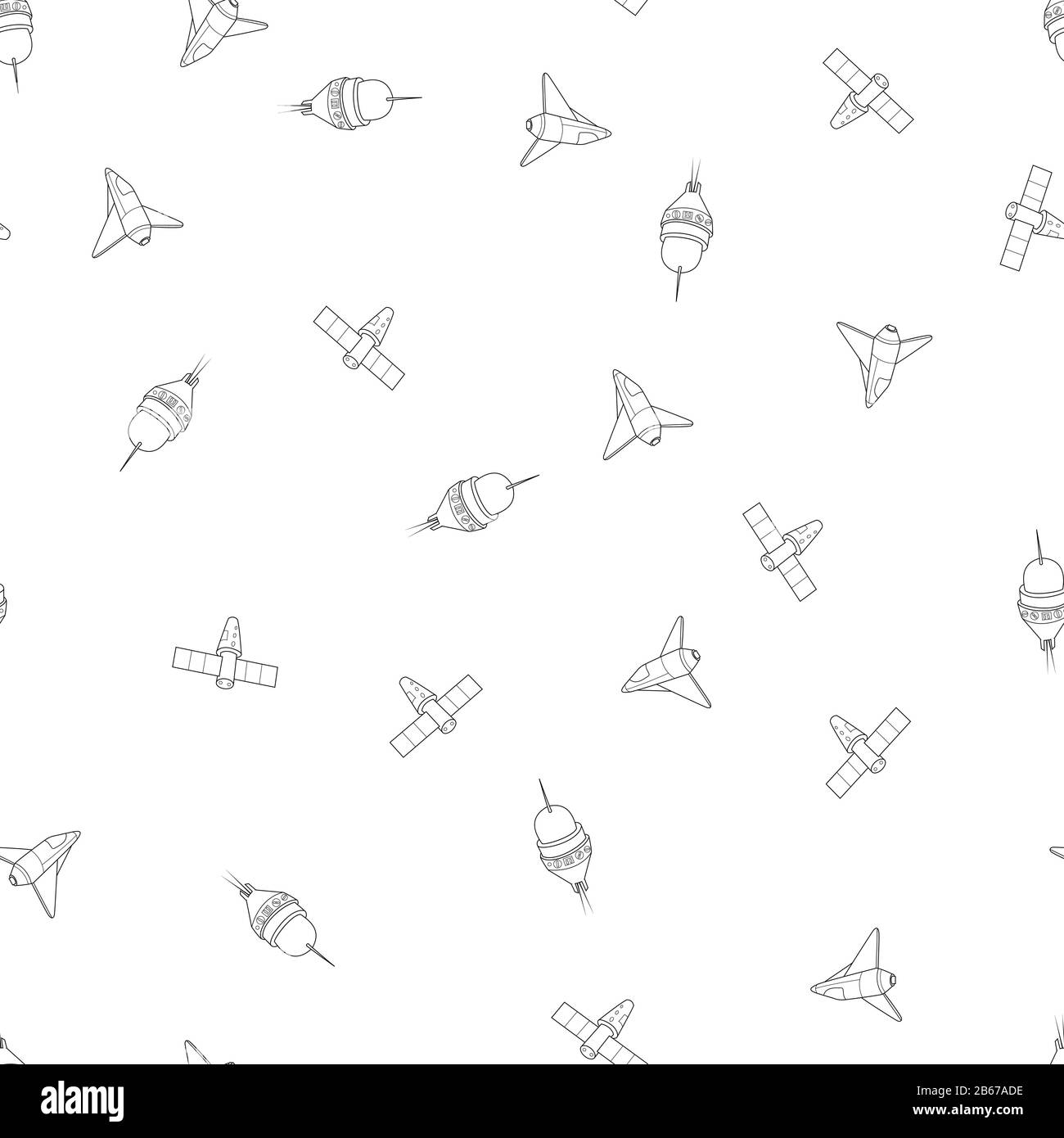Rocket, shuttle and spaceship. Space ships seamless pattern background ...