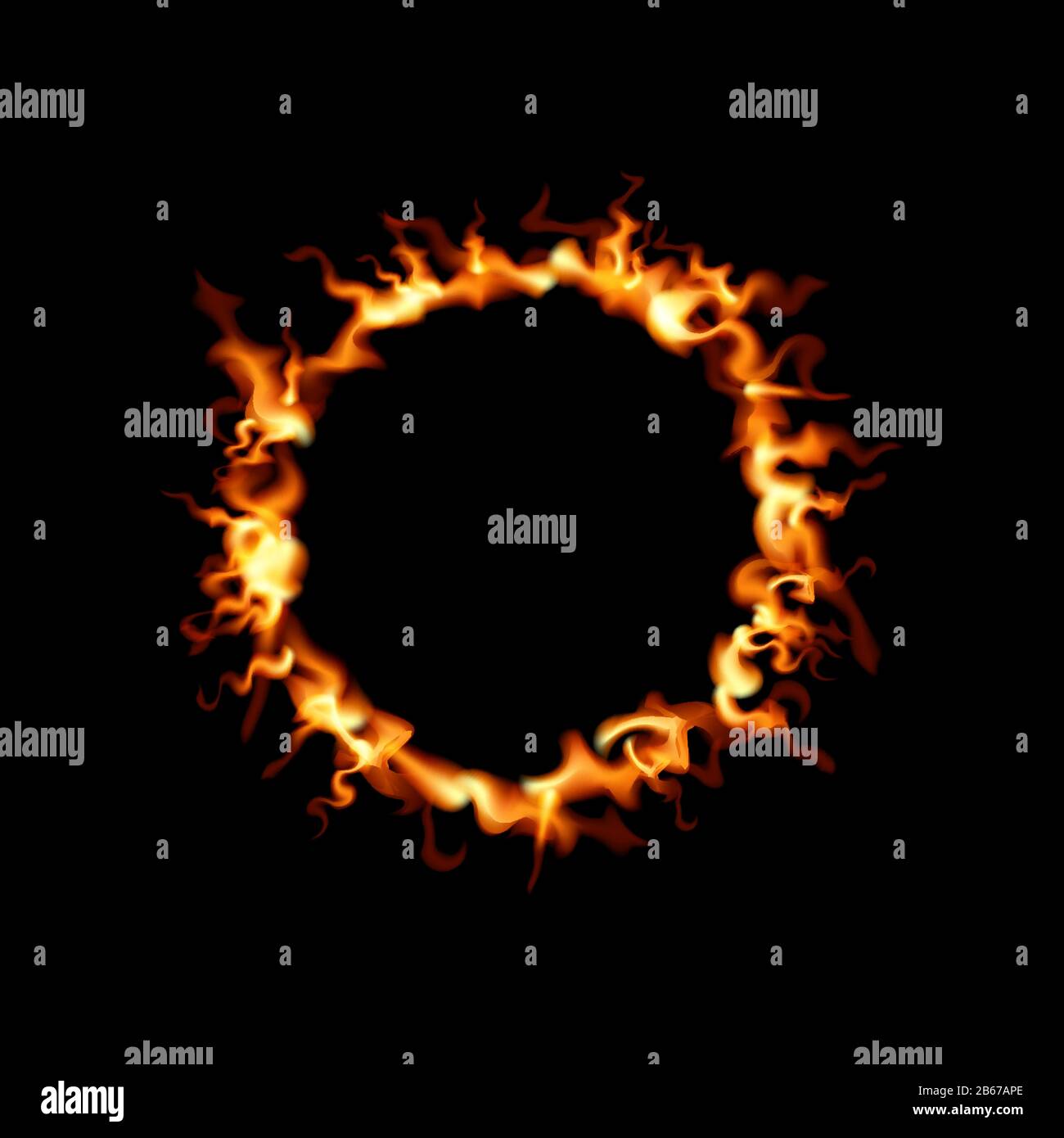 Ring of fire design. Vector illustration circle flame. Black background ...