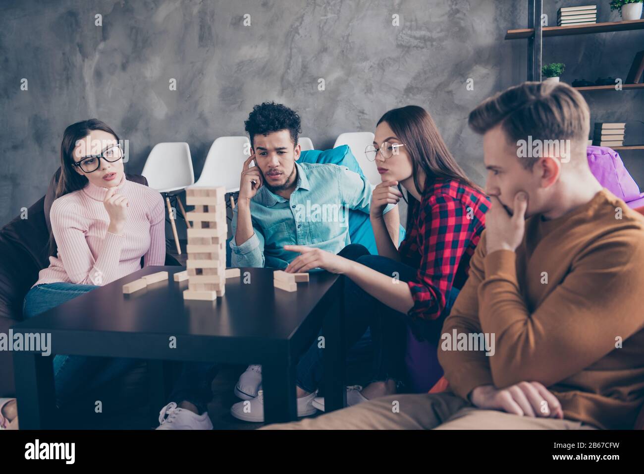 Portrait of nice attractive clever smart brainy creative serious guys ...