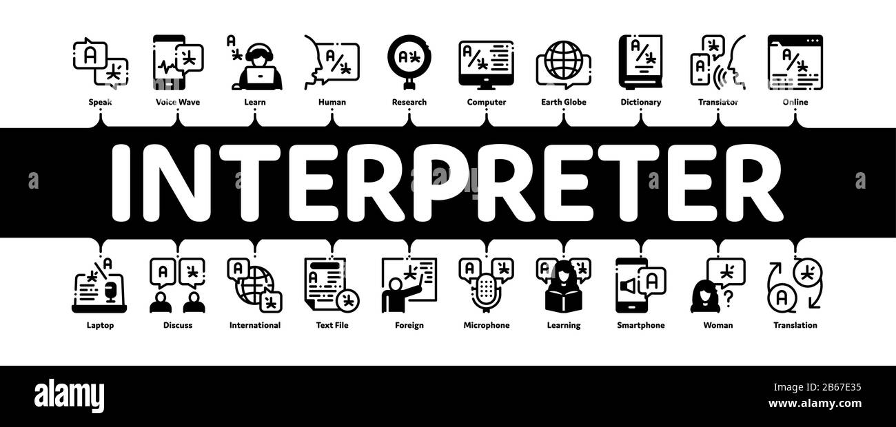 Interpreter Translator Minimal Infographic Banner Vector Stock Vector ...