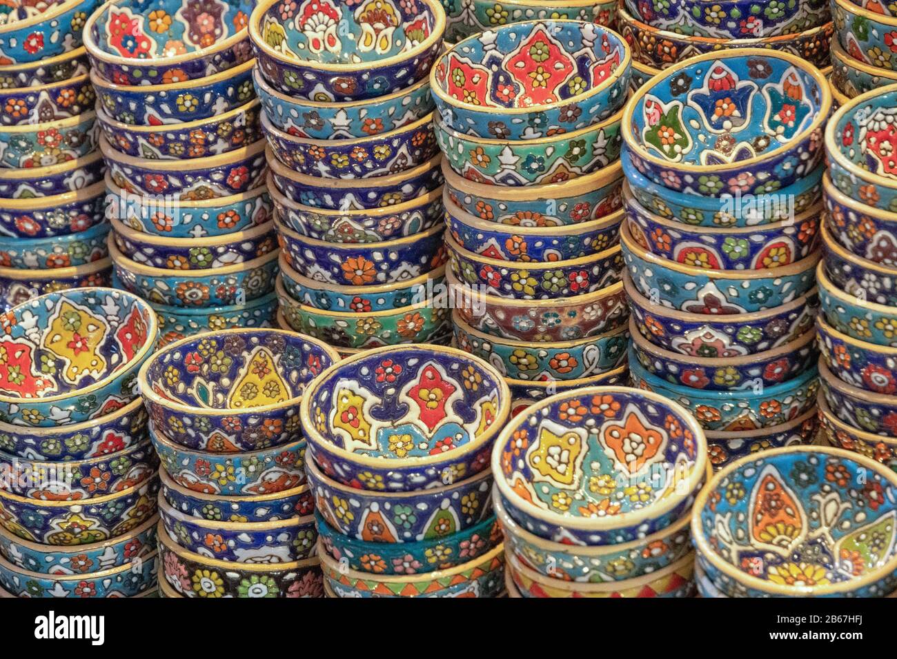 Colorful bowls at an oriental market Stock Photo - Alamy
