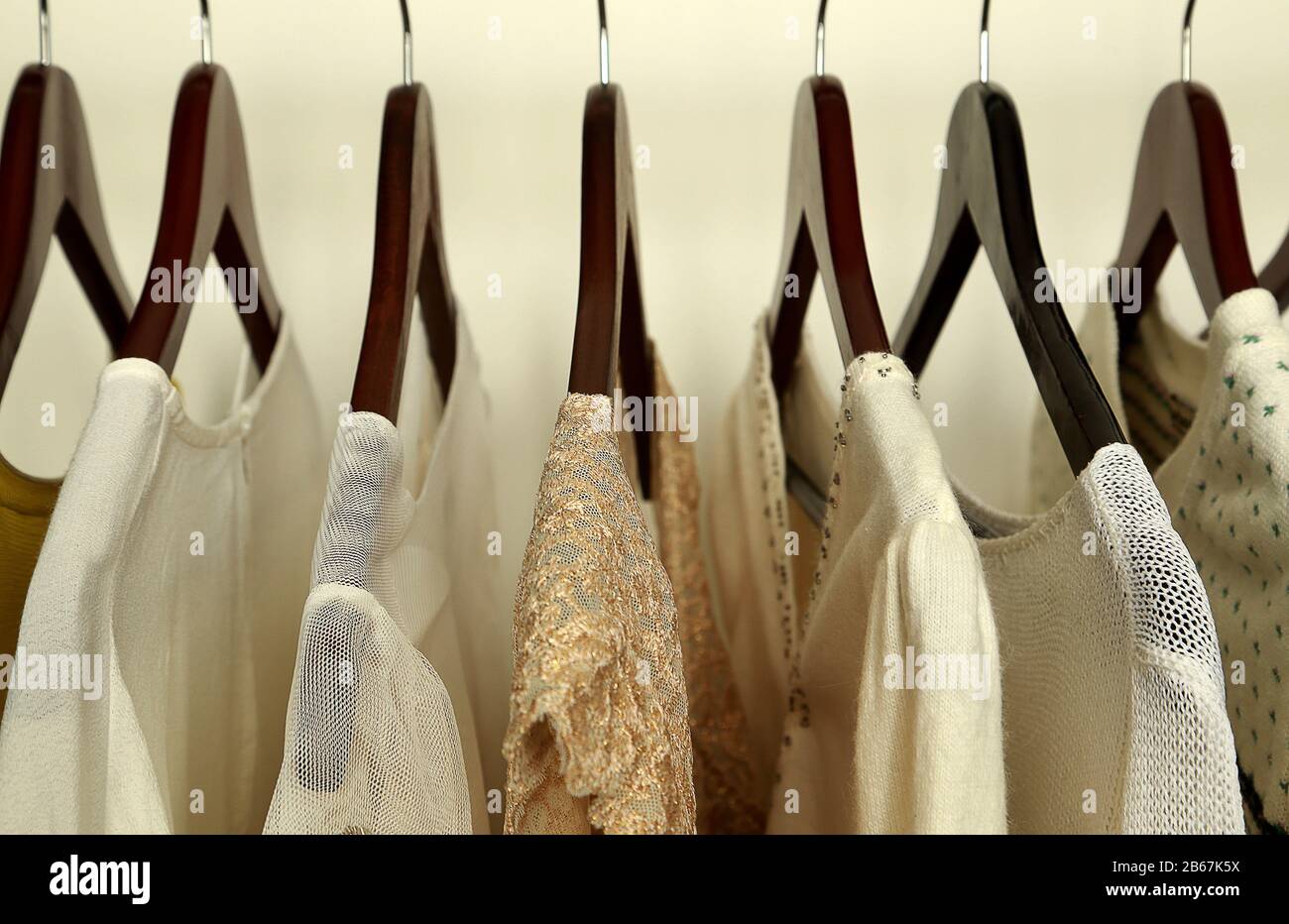 Fashion cloth of women on rack Stock Photo - Alamy