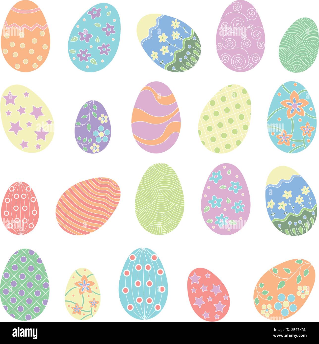 colored Easter eggs seamless pattern on white. vector illustration ...