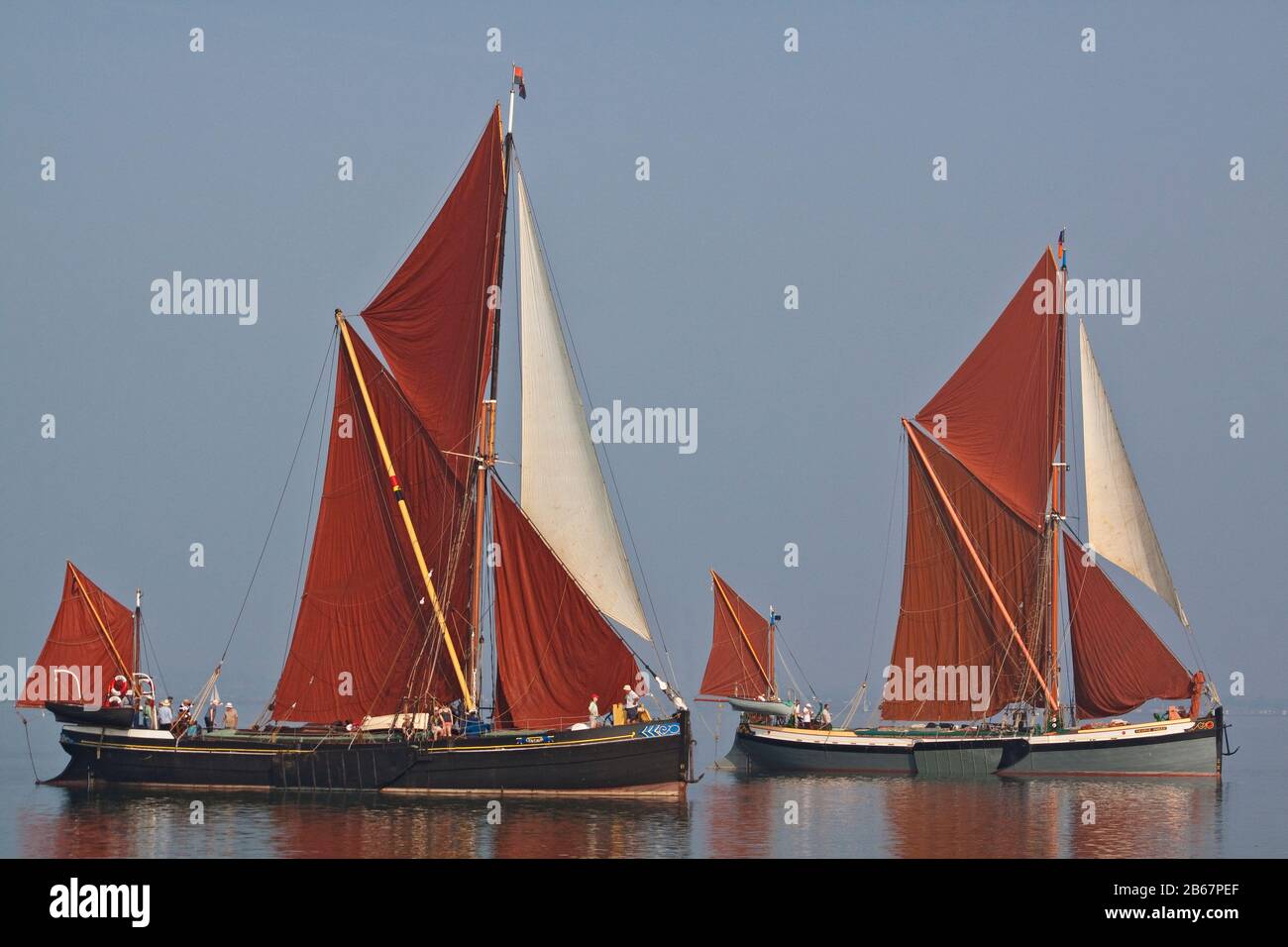 Thames sailing barges Centaur and George Smeed in full sail Stock Photo ...