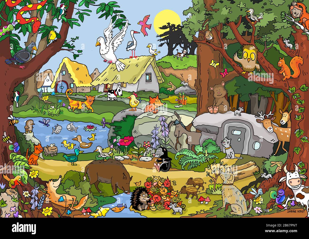 Funny animals in the forest Stock Photo - Alamy