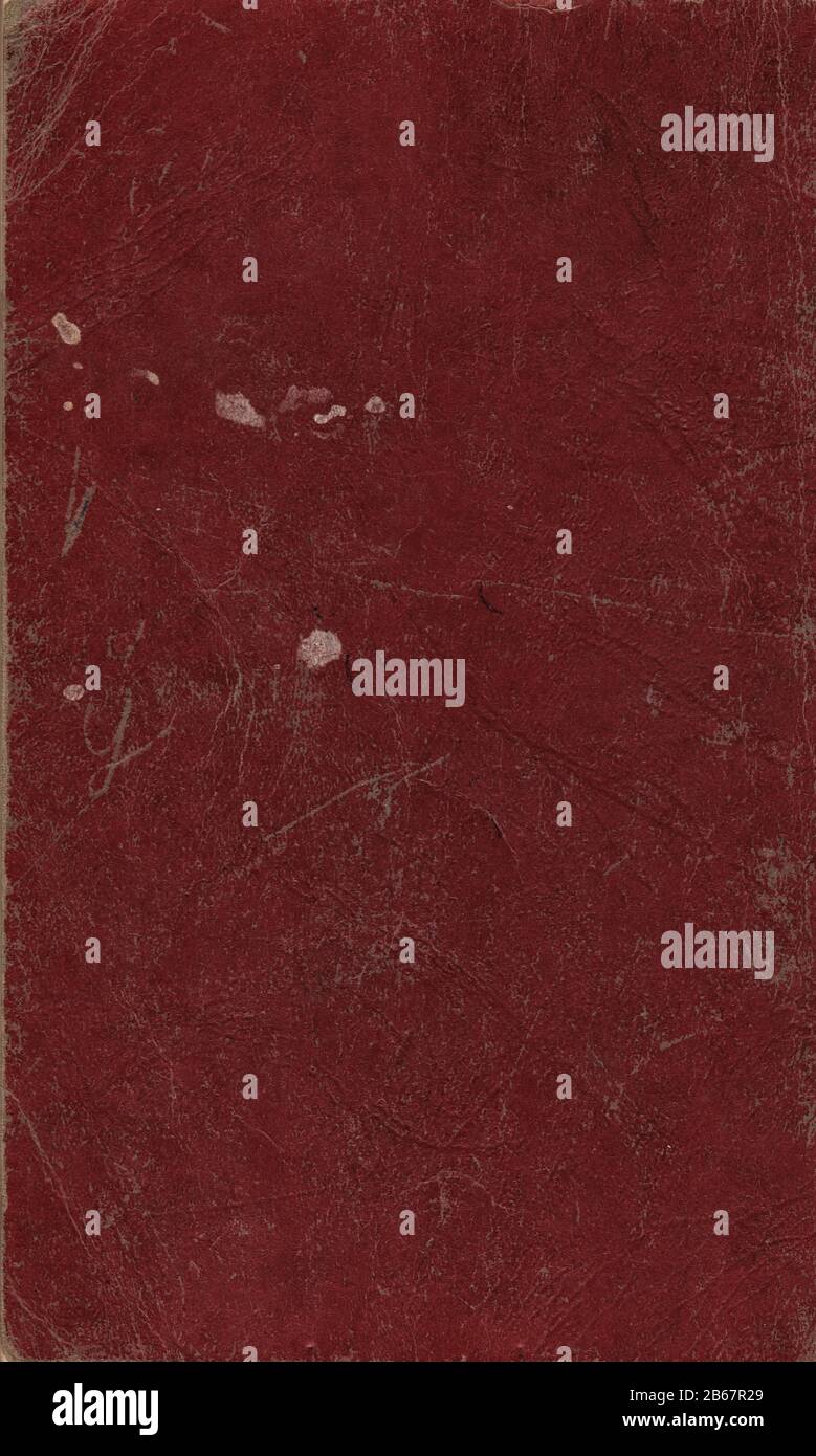 A discolored brownish red old book cover from 1949. A high resolution ...