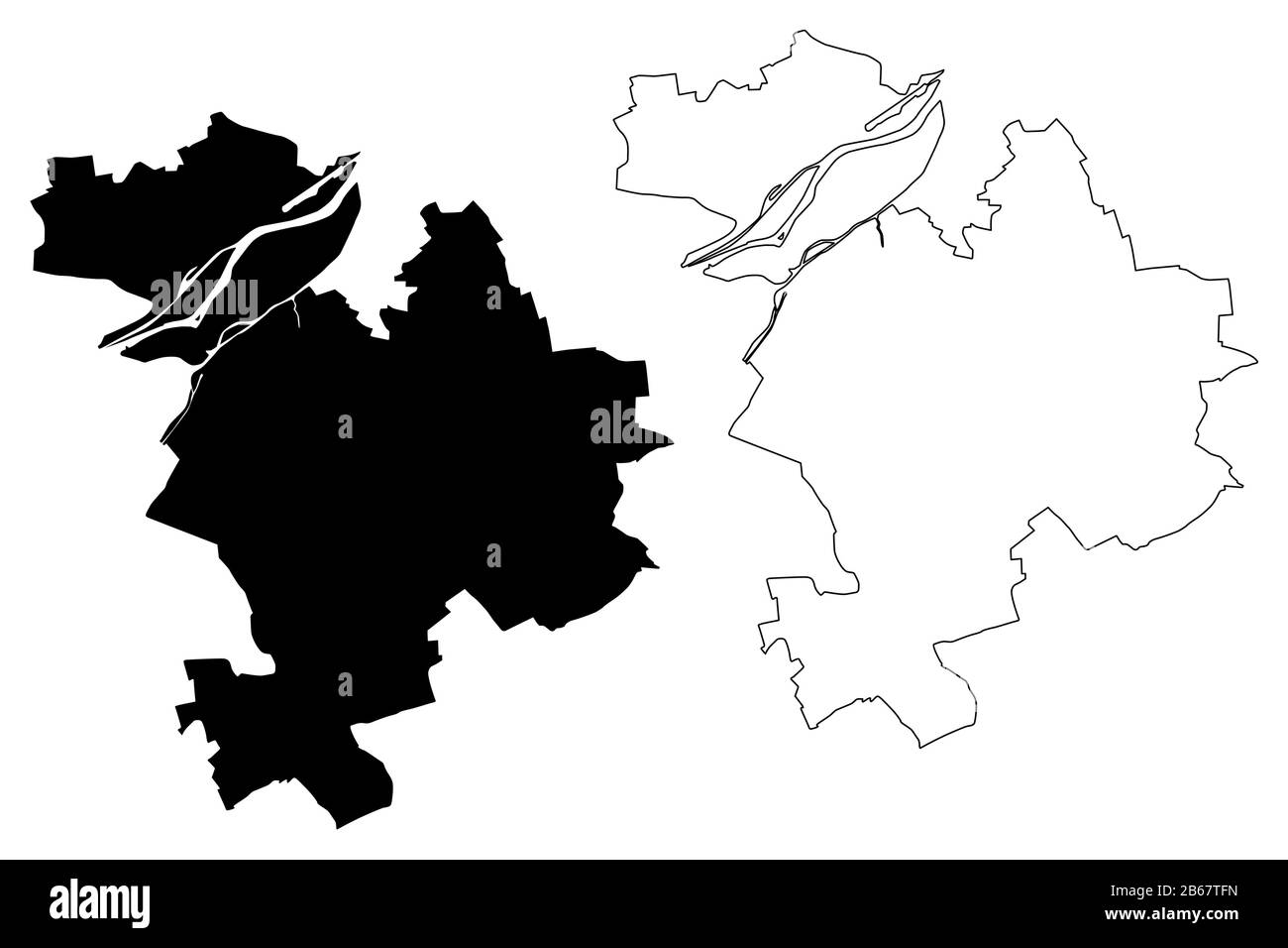 Metz City (French Republic, France) map vector illustration, scribble ...