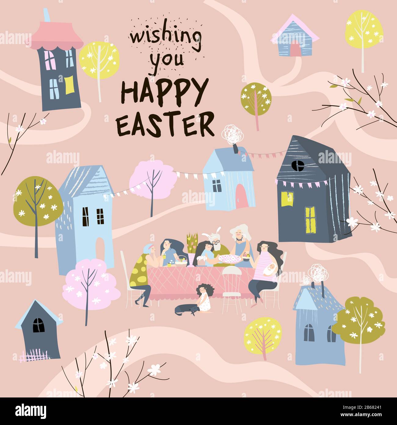 Easter family meal Stock Vector Images - Alamy