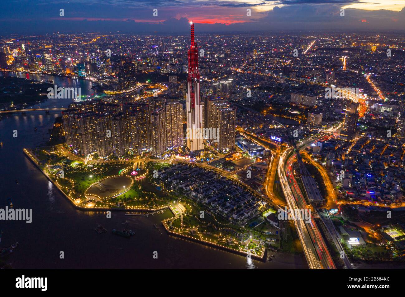 Aerial cityscape view of Ho Chi Minh city at dusk Stock Photo - Alamy