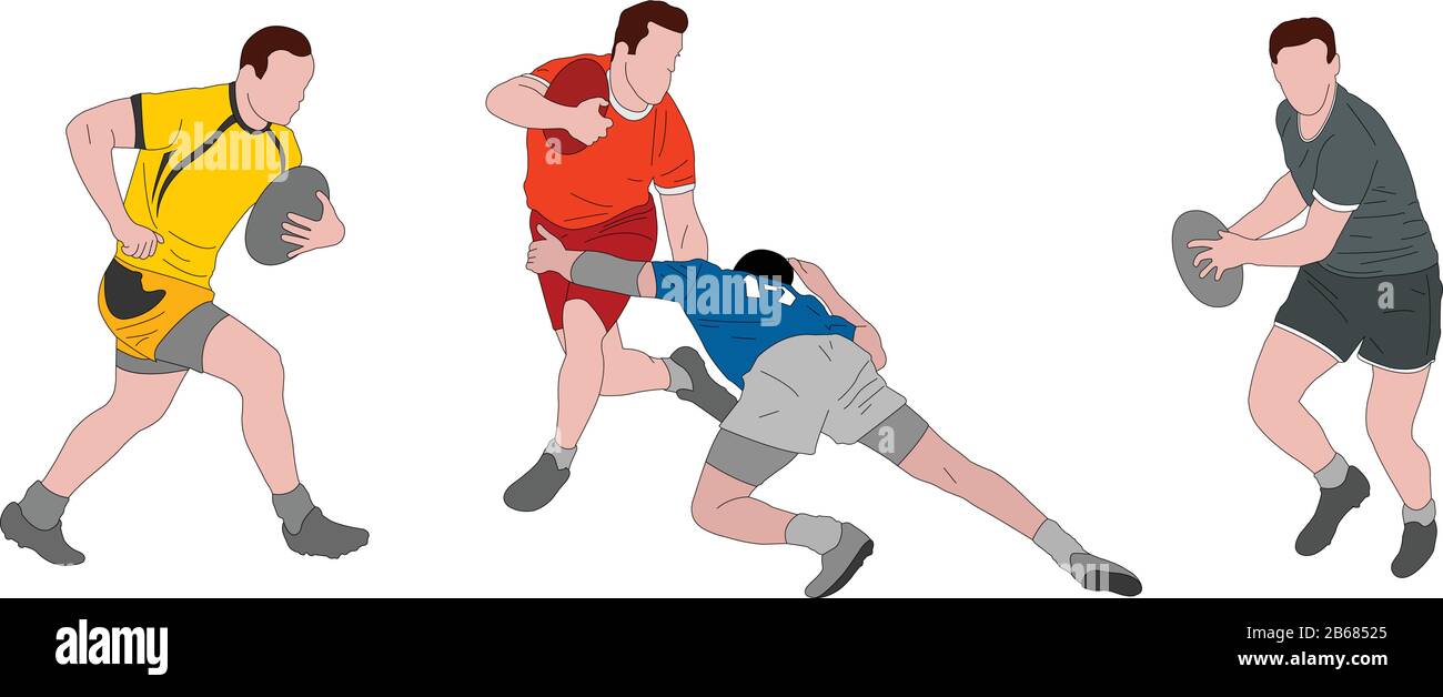 rugby players detailed color illustration - vector Stock Vector Image ...