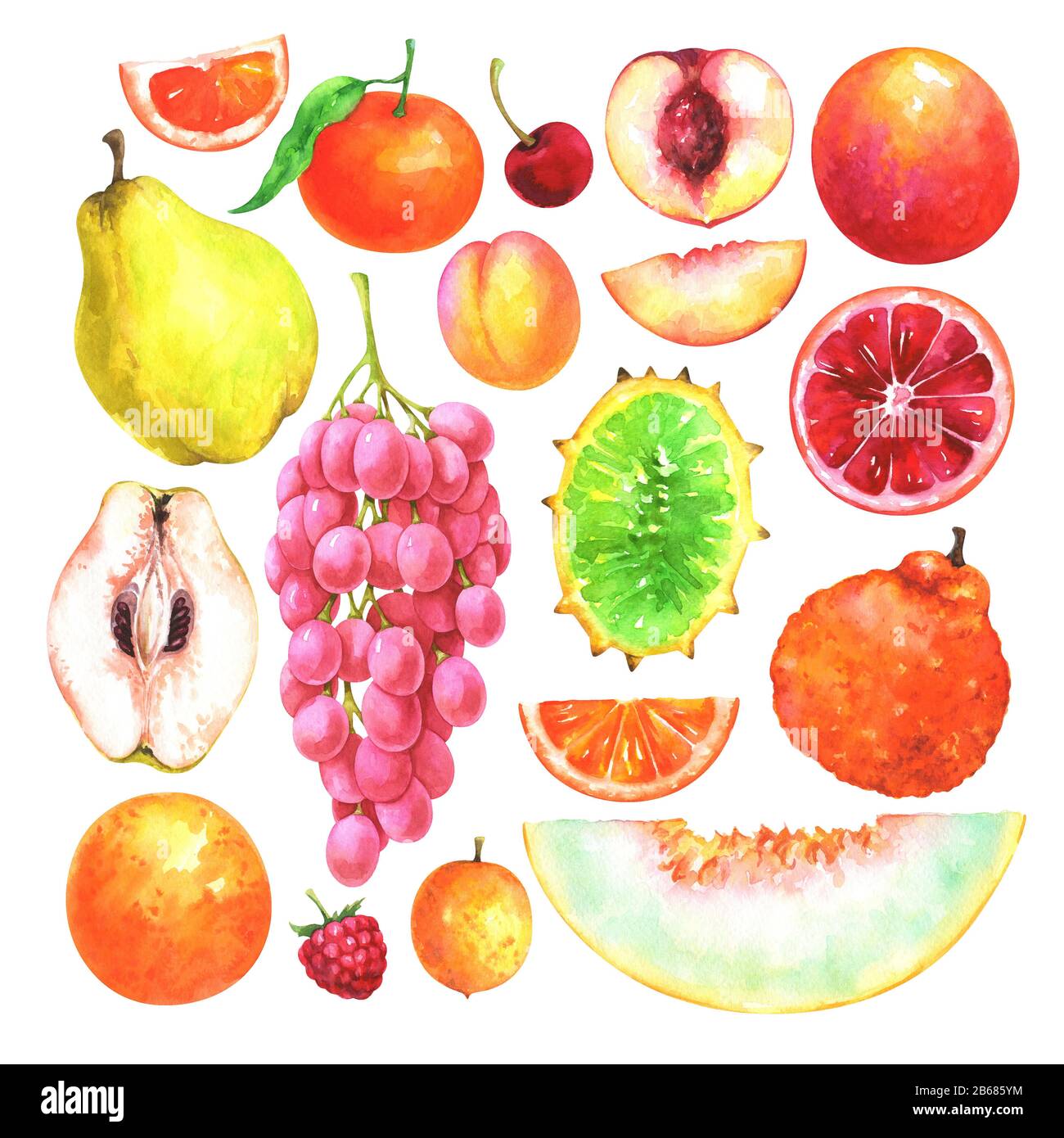 Watercolor collection of fruits Stock Photo - Alamy
