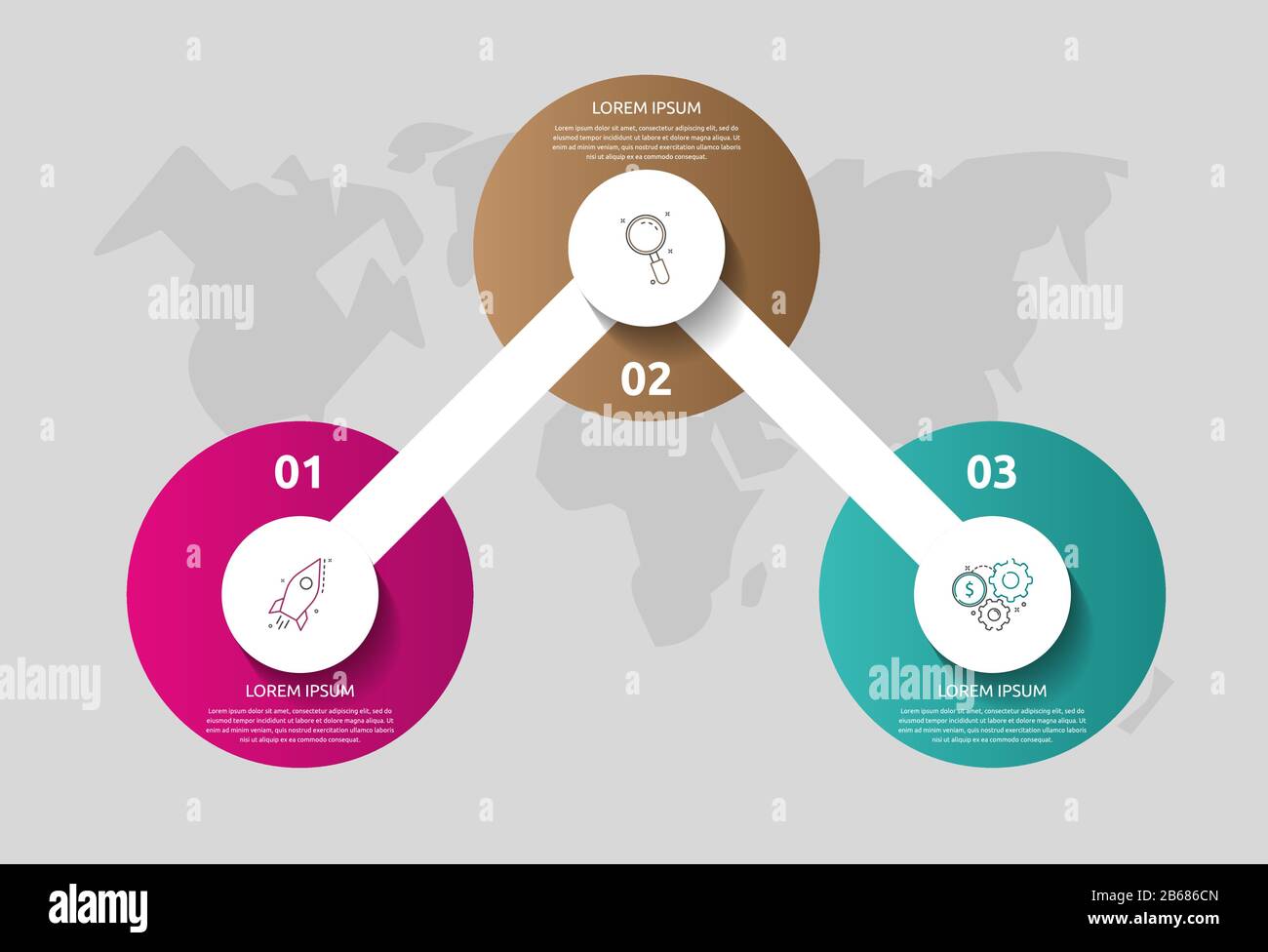 Vector template circle infographics. Business concept with 3 options and parts. Three steps for ...