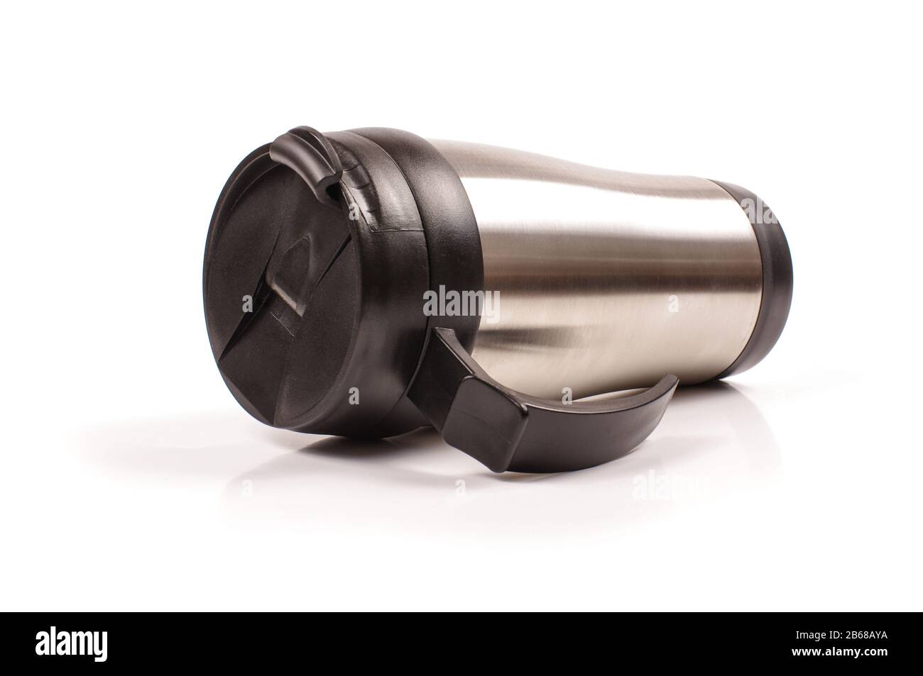 Stainless steel vacuum thermos isolated on the white background Stock ...