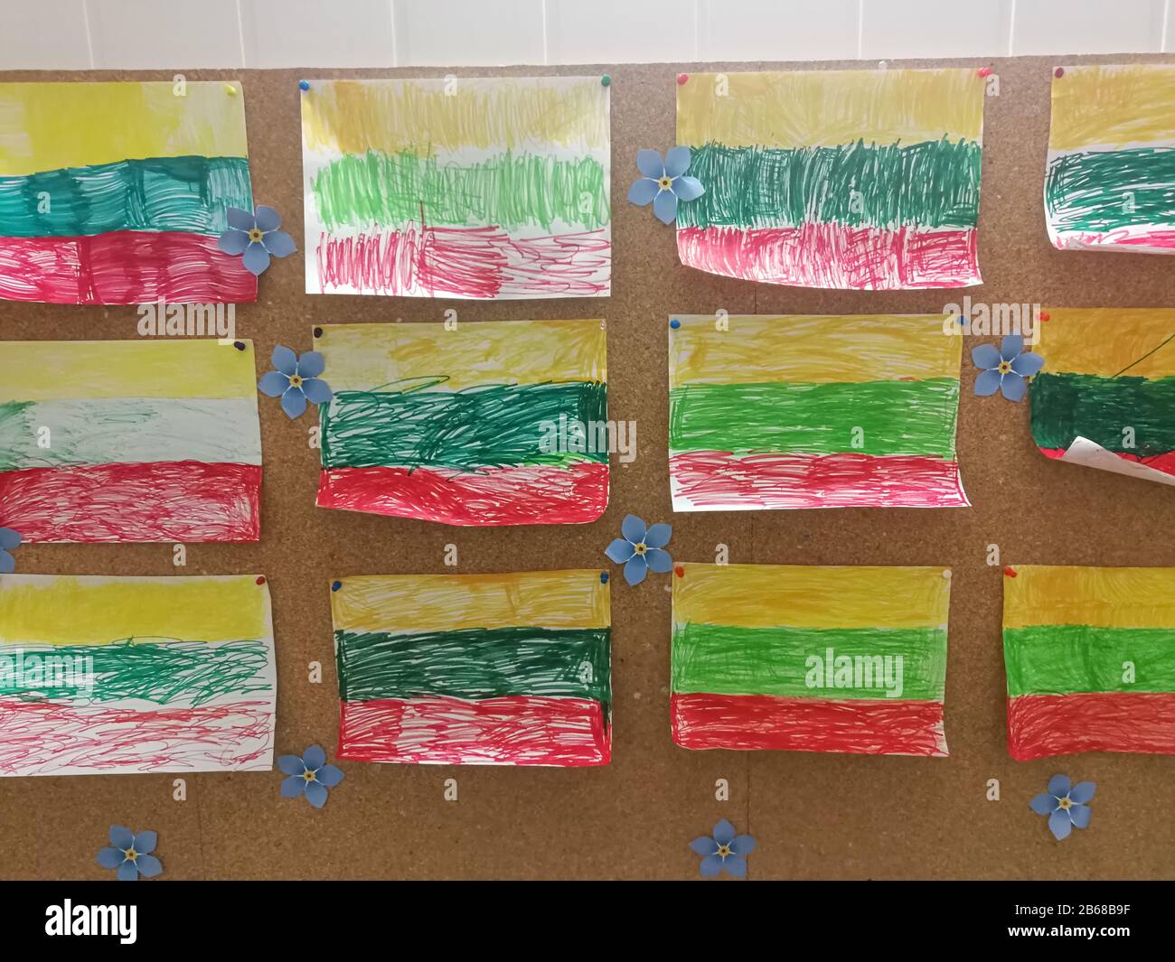 Many child drawings of Lithuania flags drawn with felt tip pens Stock ...