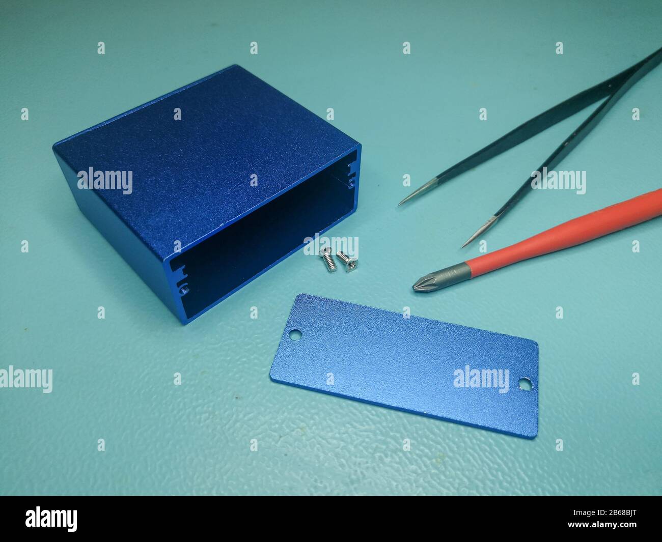 Blue aluminium enclosure for electronics projects and PCB shielding ...