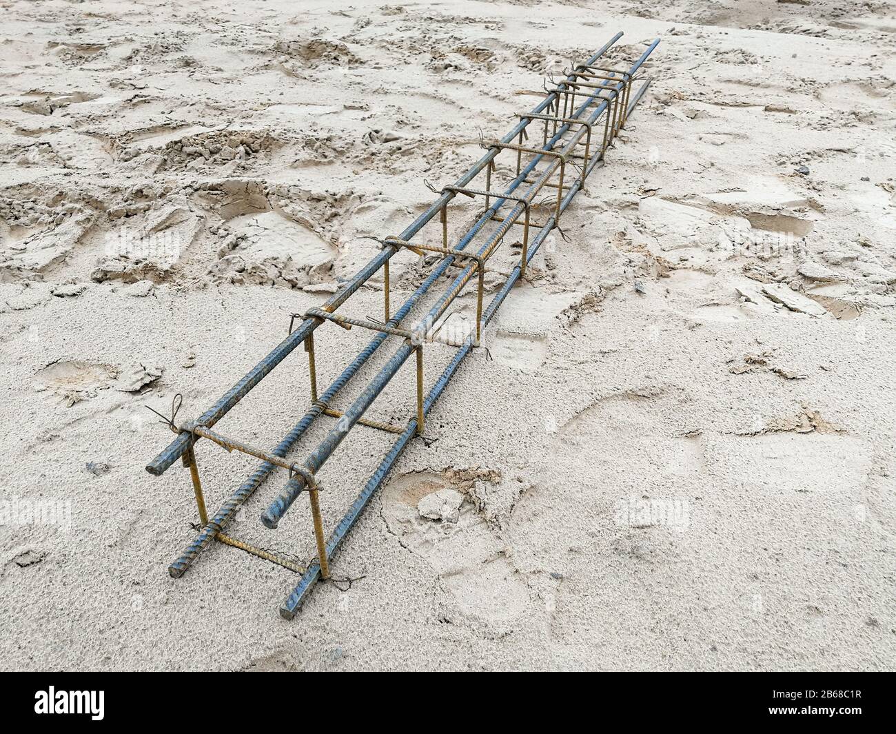 Rusty steel rebar concrete reinforcement for foundation concrete ...