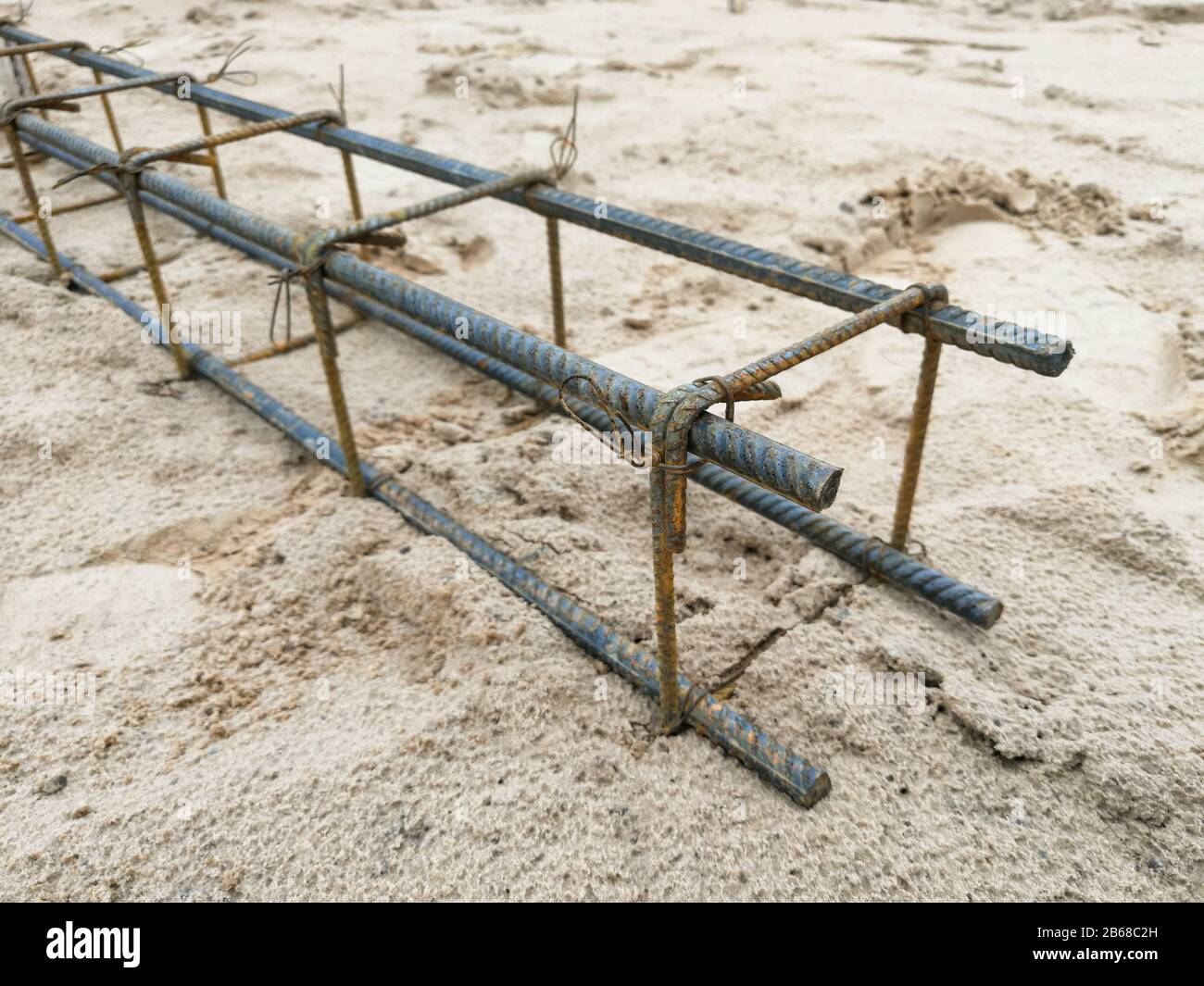Rusty steel rebar concrete reinforcement for foundation concrete ...