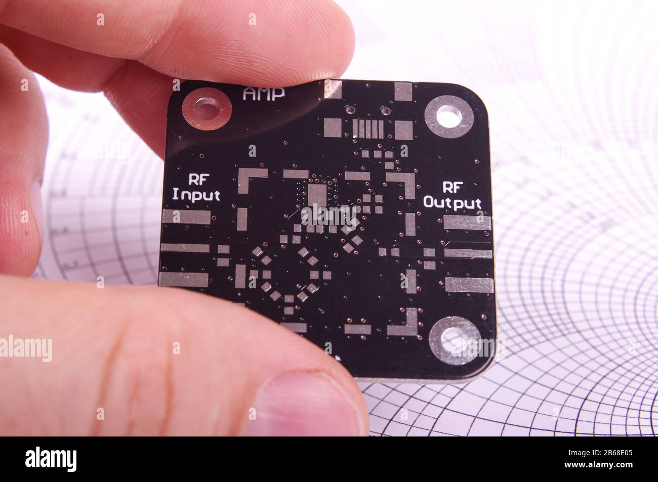 Unassembled radio frequency PCB in the electronics design and test ...