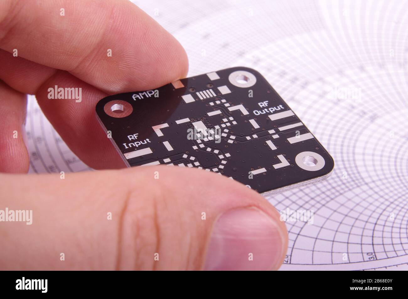 Unassembled radio frequency PCB in the electronics design and test ...