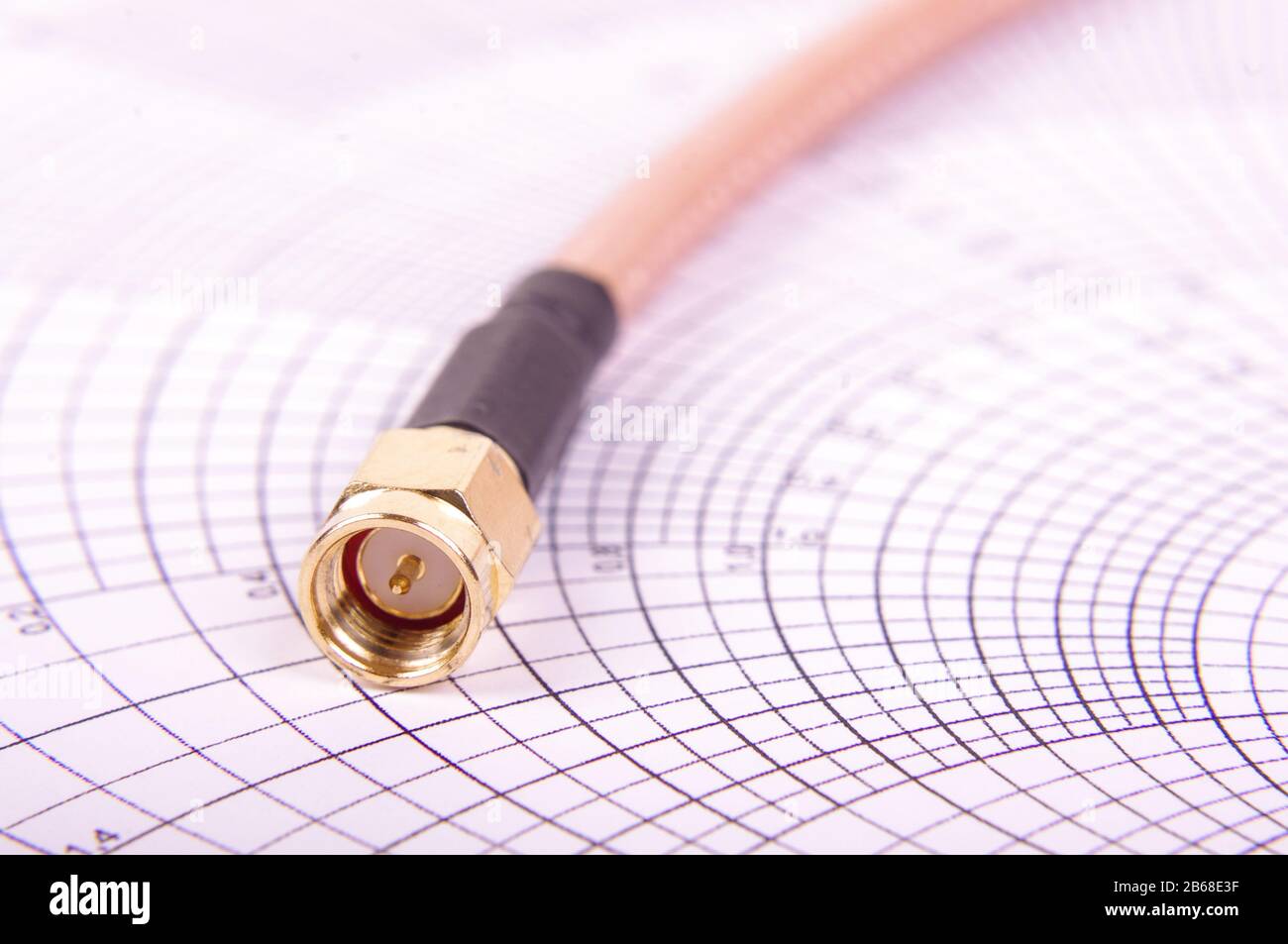 Macro close up of radio frequency cable with SMA connector on the Smith ...