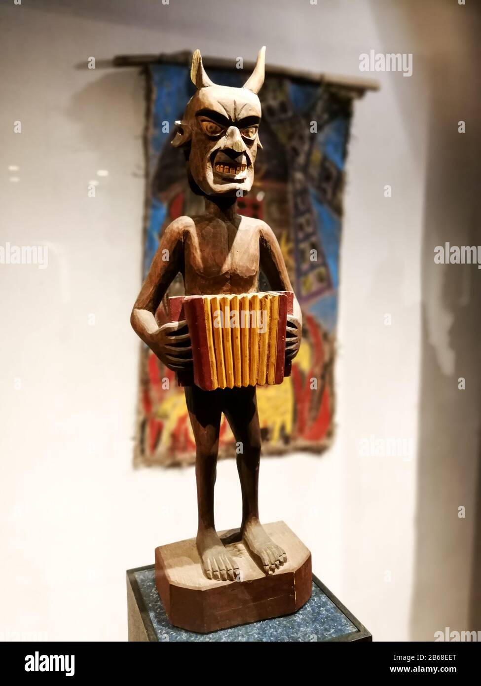 KAUNAS, LITHUANIA - APRIL 08, 2015: Symbolic devil sculpture artwork in ...