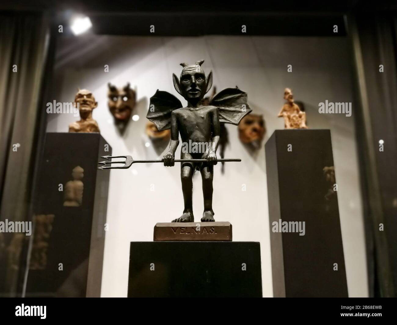 KAUNAS, LITHUANIA - APRIL 08, 2015: Symbolic devil sculpture artwork in ...