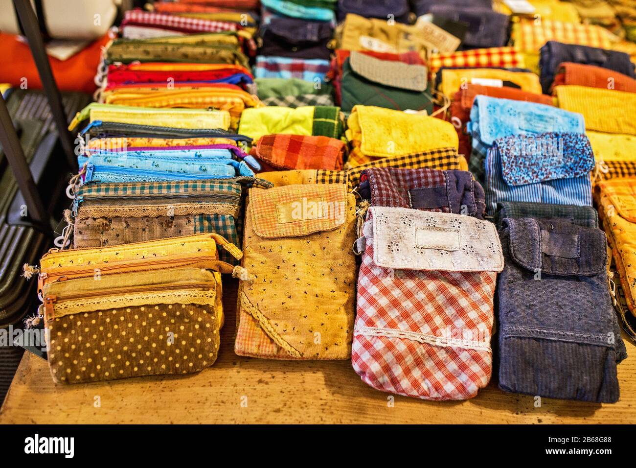 Vintage classic style of female fabric purse for sale at showcase in a ...