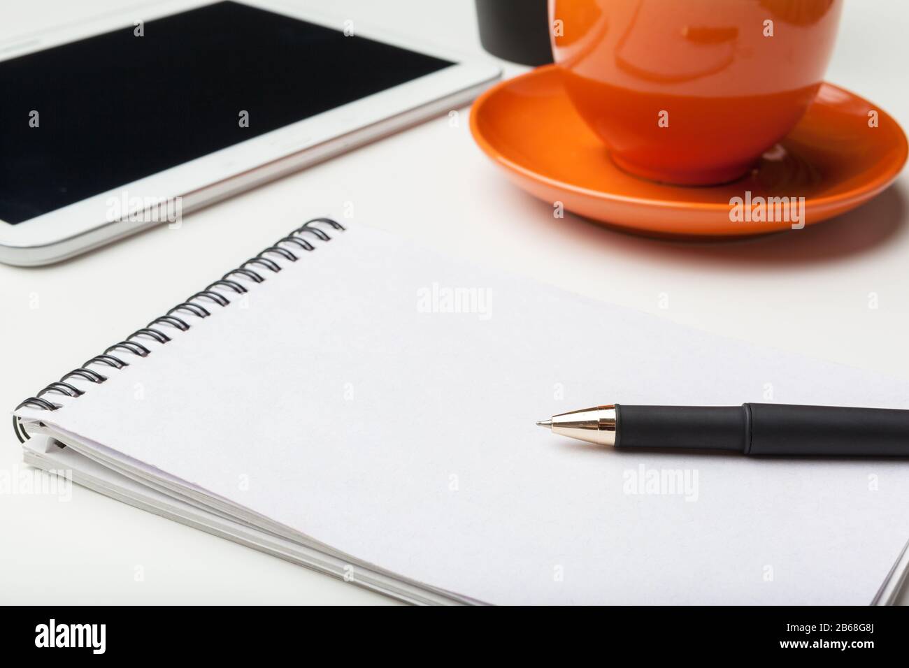 office working desk top view creative photo Stock Photo - Alamy