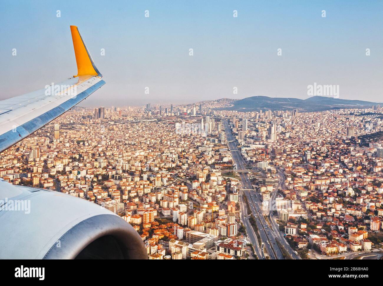 aerial view from airplane of huge city of Istanbul, Turkey Stock Photo ...