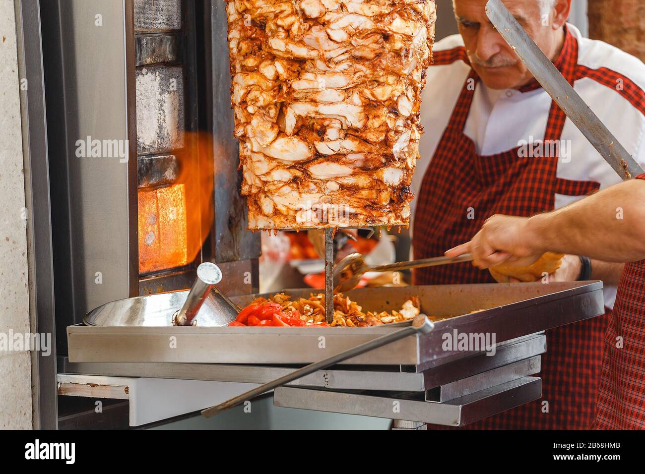 SEPTEMBER 2017, ISTANBUL, TURKEY: Street food from fried chicken kebab ...