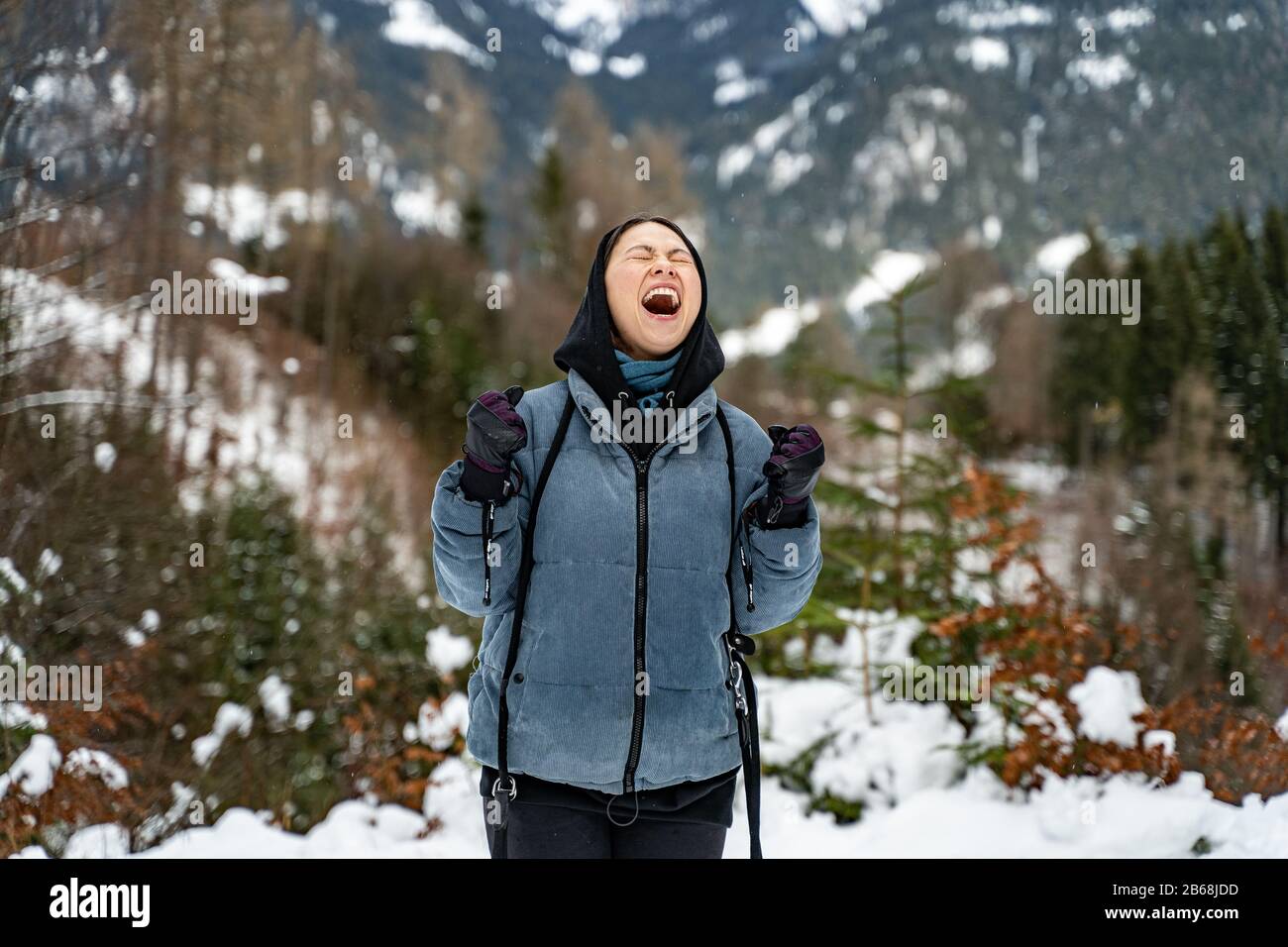 Girl shouting in forest hi-res stock photography and images - Alamy