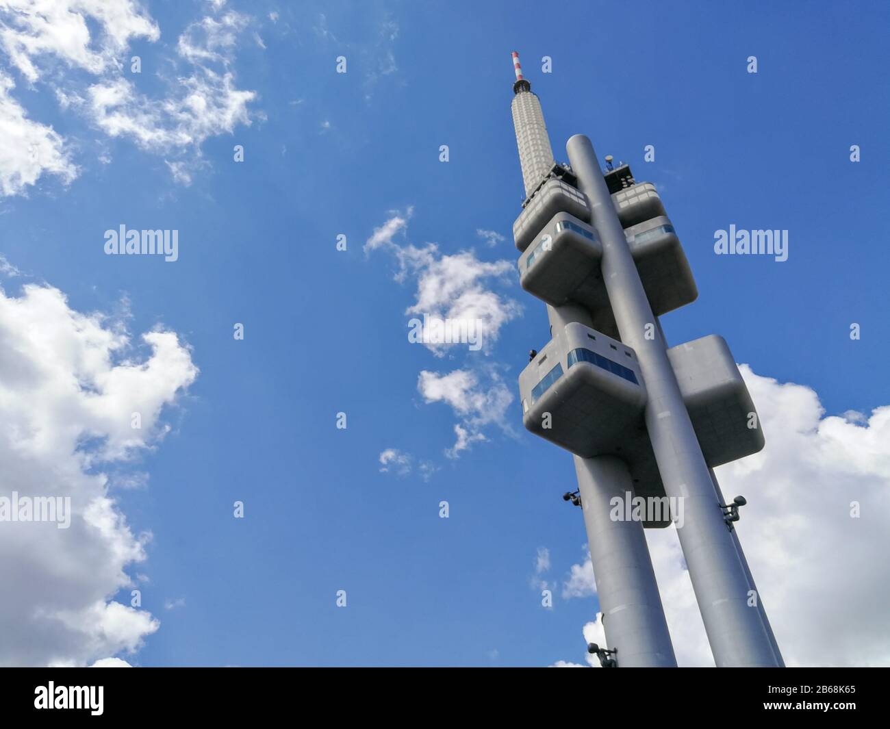 Zizkov television tower for TV signals broadcasting in Prague, Czech Republic Stock Photo - Alamy