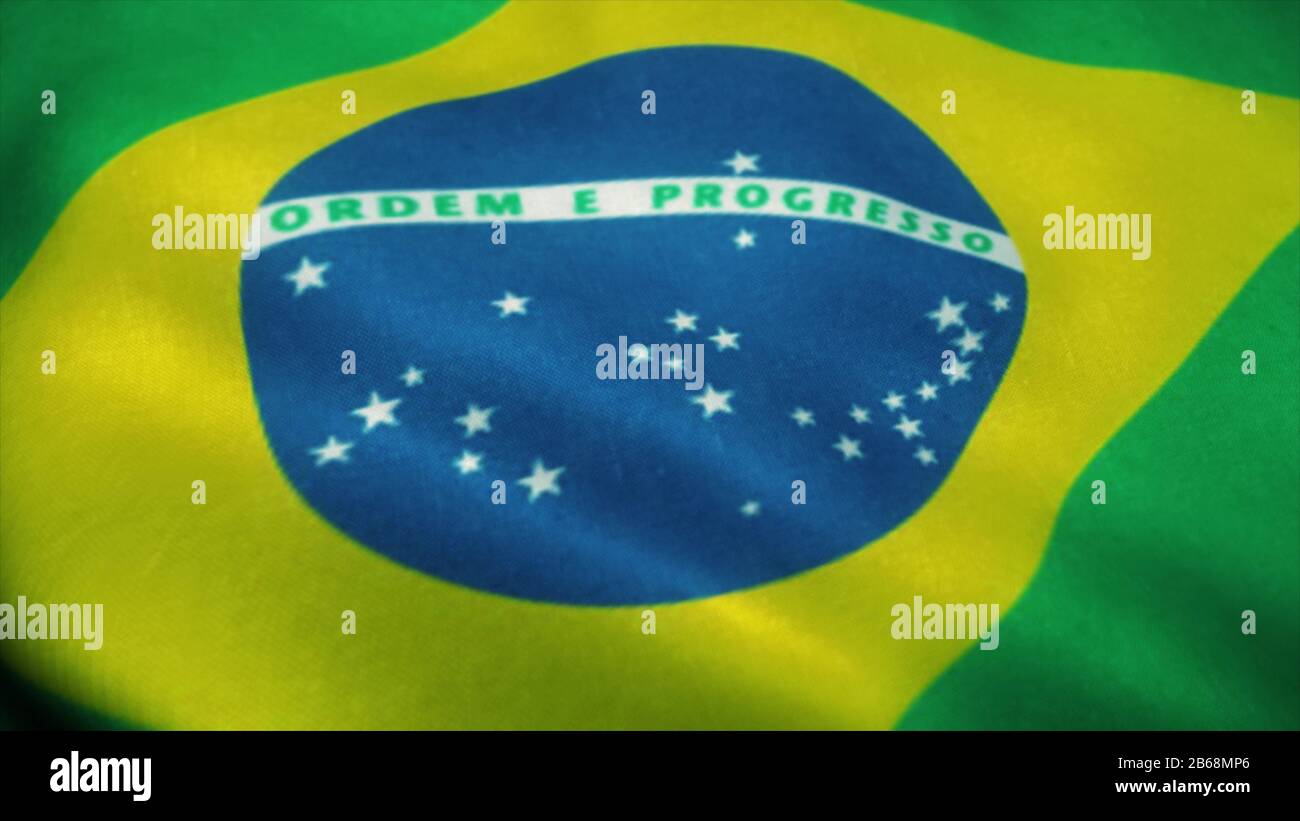 Brazil flag waving in the wind. National flag of Brazil. Sign of Brazil ...