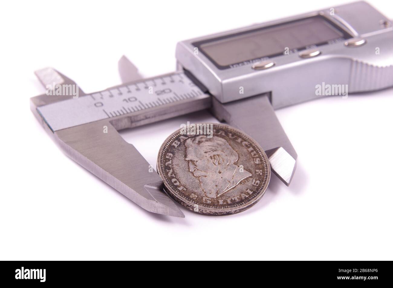 Precise measurement tool stainless steel caliper isolated Stock Photo ...