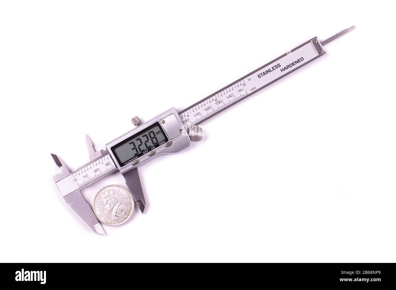 Precise measurement tool stainless steel caliper isolated Stock Photo ...